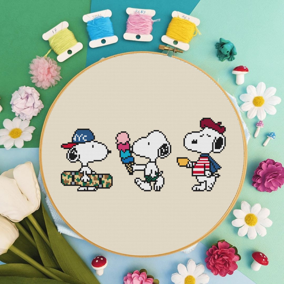 Snoopy Cross Stitch Pattern Dog Cross Stitch Snoopy Cross Stitch Cross ...