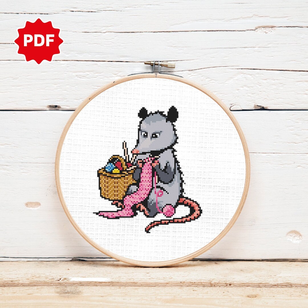 Possum Cross Stitch Pattern | Possum Cross Stitch | Knitting Cross ...