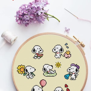 Snoopy Cross Stitch Pattern Snoopy Cross Stitch Dog Cross Stitch Cross ...
