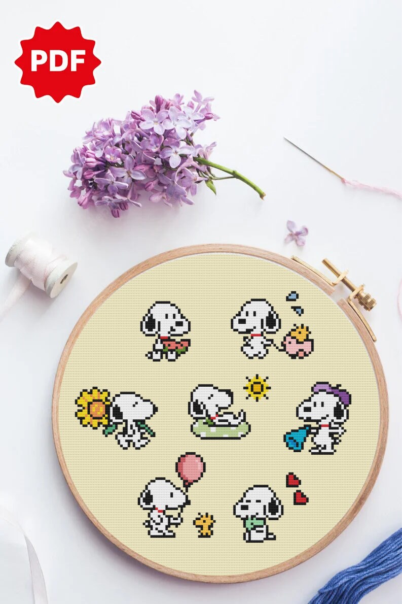 Snoopy Cross Stitch Pattern Snoopy Cross Stitch Dog Cross Stitch Cross ...