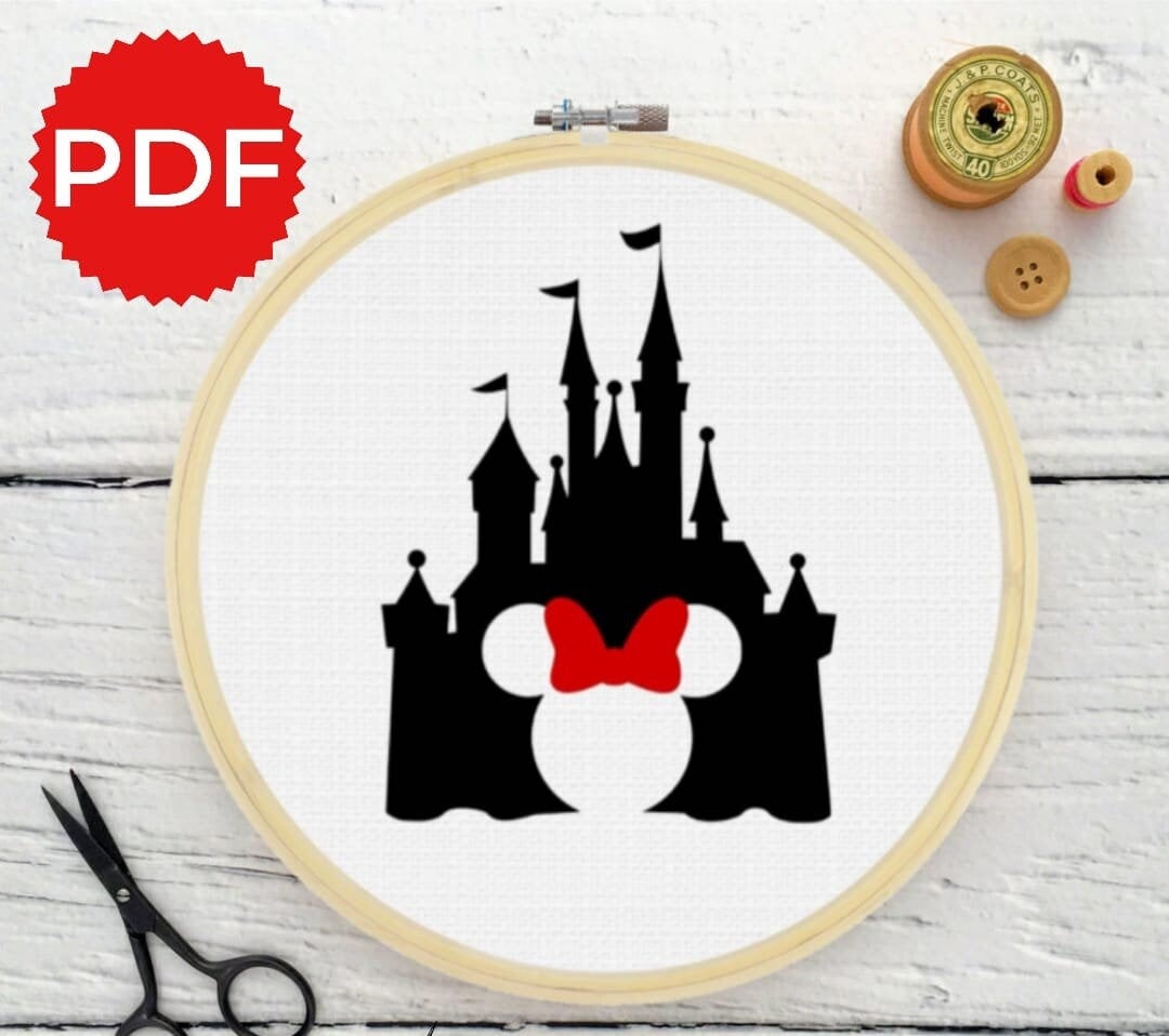Castle Cross Stitch Pattern | Black Castle Cross Stitch Pattern | Magic ...
