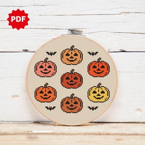 Pumpkin Cross Stitch Pattern Halloween Cross Stitch Pattern Spooky ...
