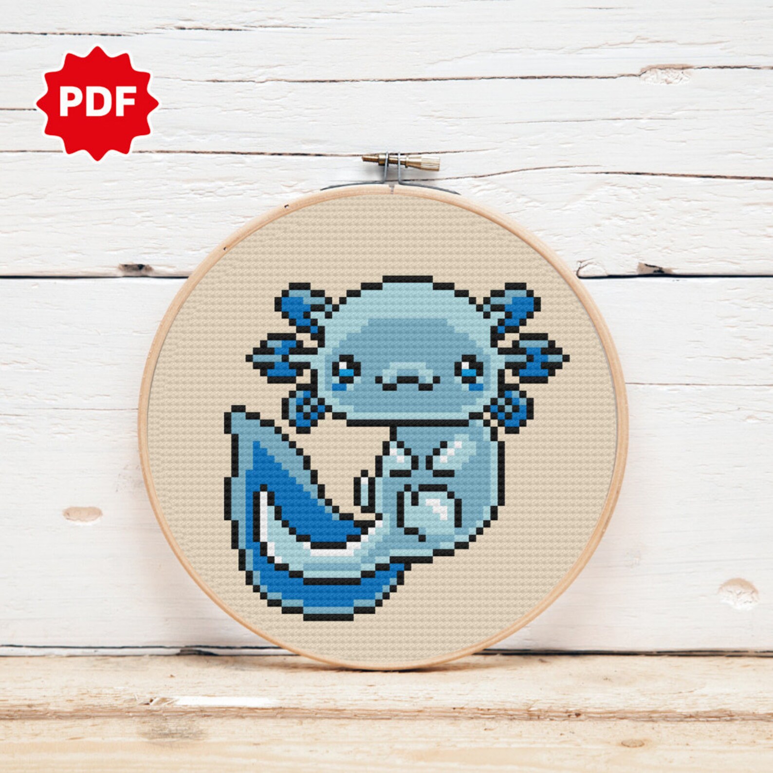 Axolotl Cross Stitch Pattern Blue Axolotl Cross Stitch Pattern Axolotl ...