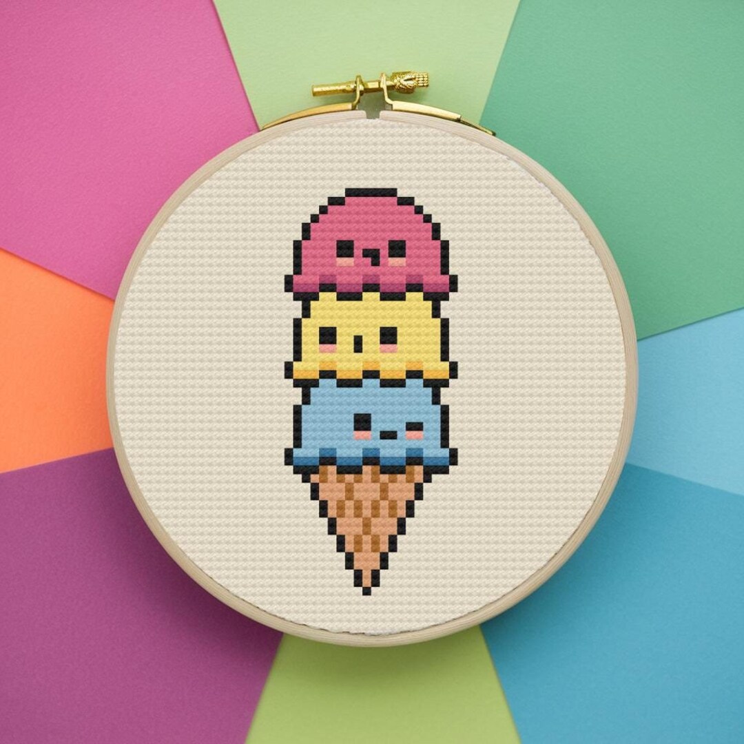 Ice Cream Cross Stitch Pattern | Cute Cross Stitch Pattern | Kawaii ...