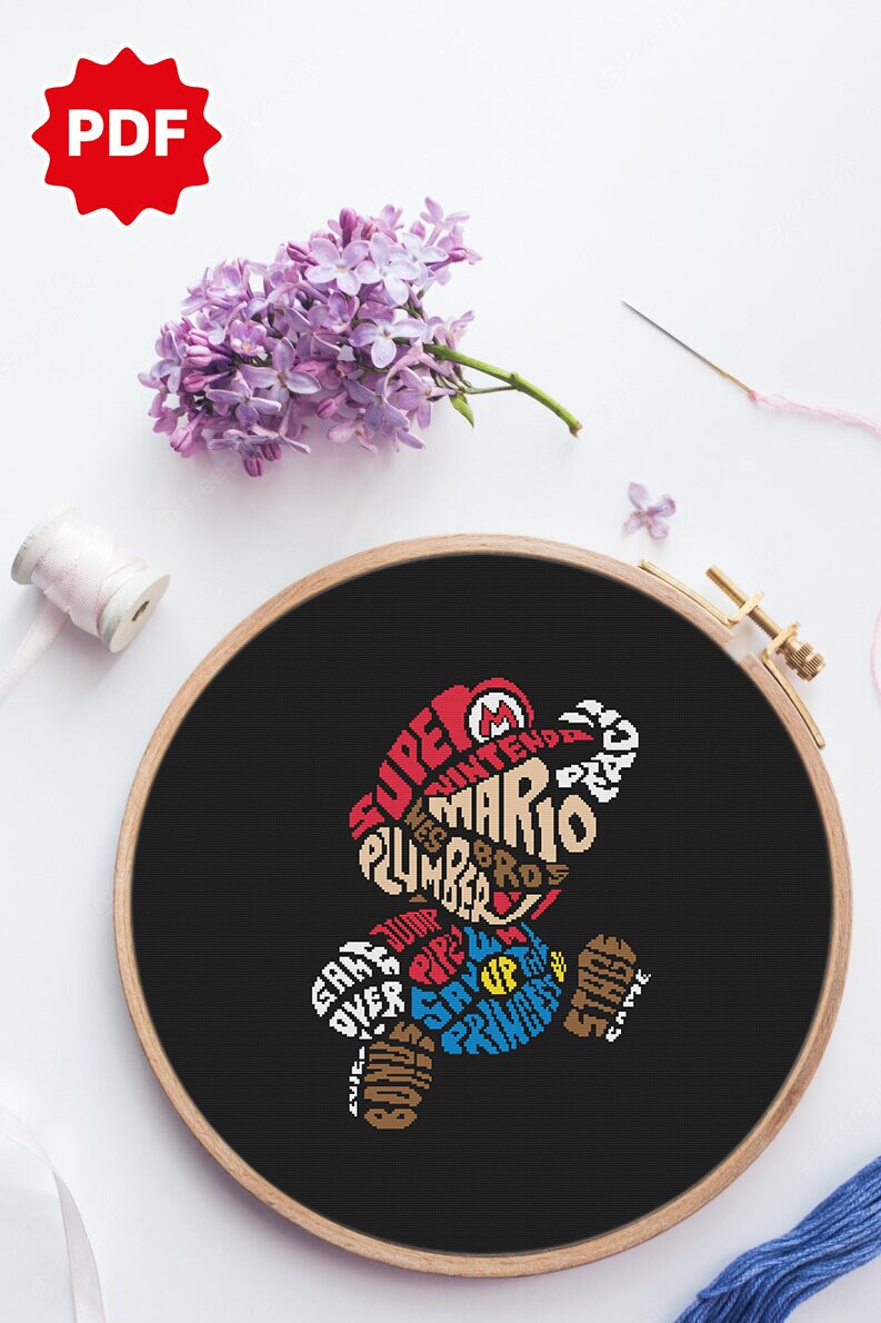 Mario Cross Stitch Pattern Luigi Cross Stitch Pattern Bros Cross Stitch ...