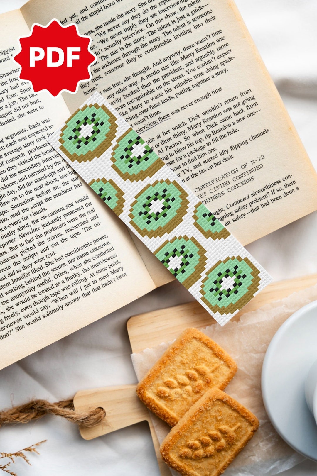 Kiwi Bookmark Cross Stitch Pattern Cross Stitch Bookmarks Pattern Fruit ...