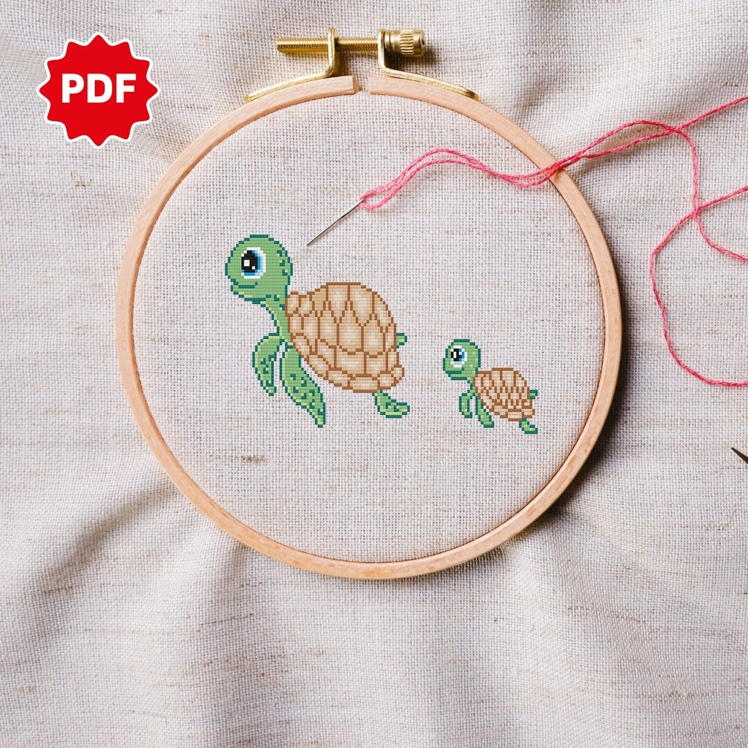 Turtle Cross Stitch Pattern | Turtles Cross Stitch Pattern | Baby Birth ...