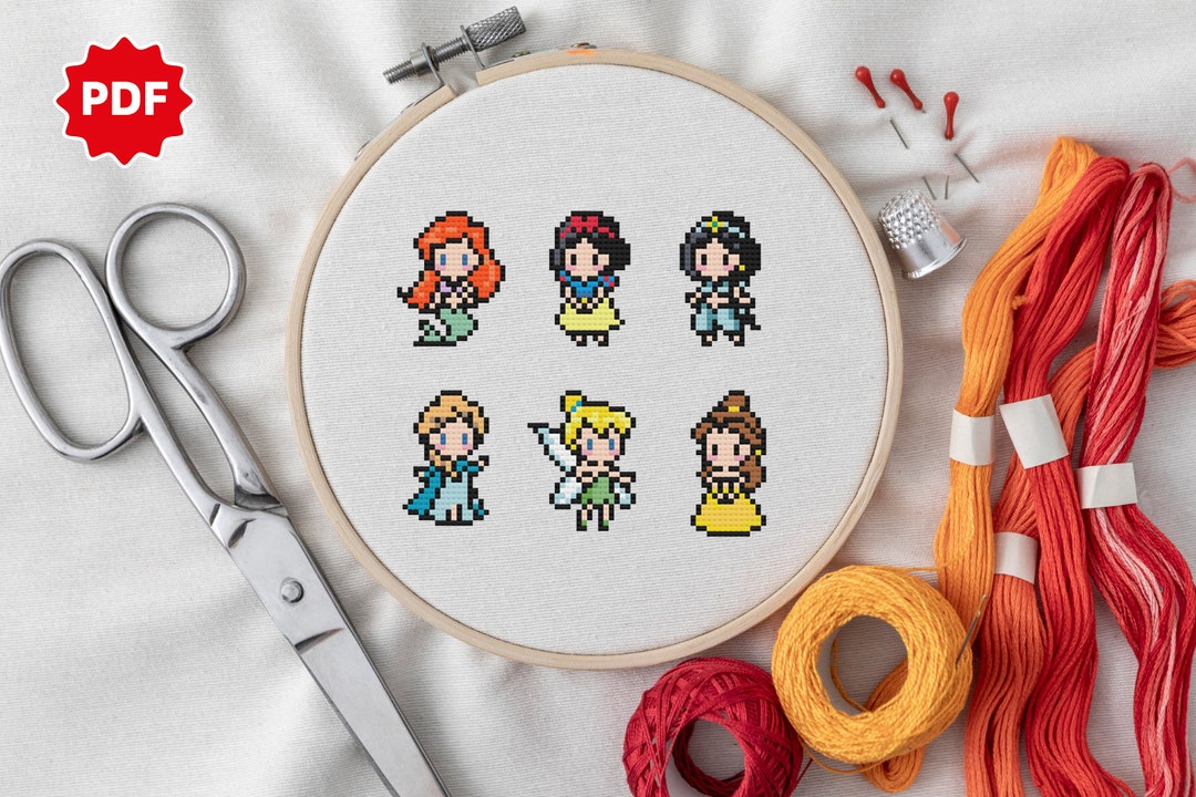 Princess Small Cross Stitch Pattern | Little Mermaid Cross Stitch ...