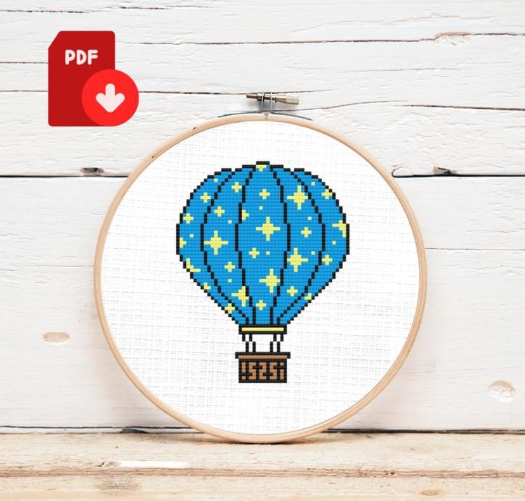 Hot Air Balloon Cross Stitch Pattern | Counted Cross Stitch | Simple ...