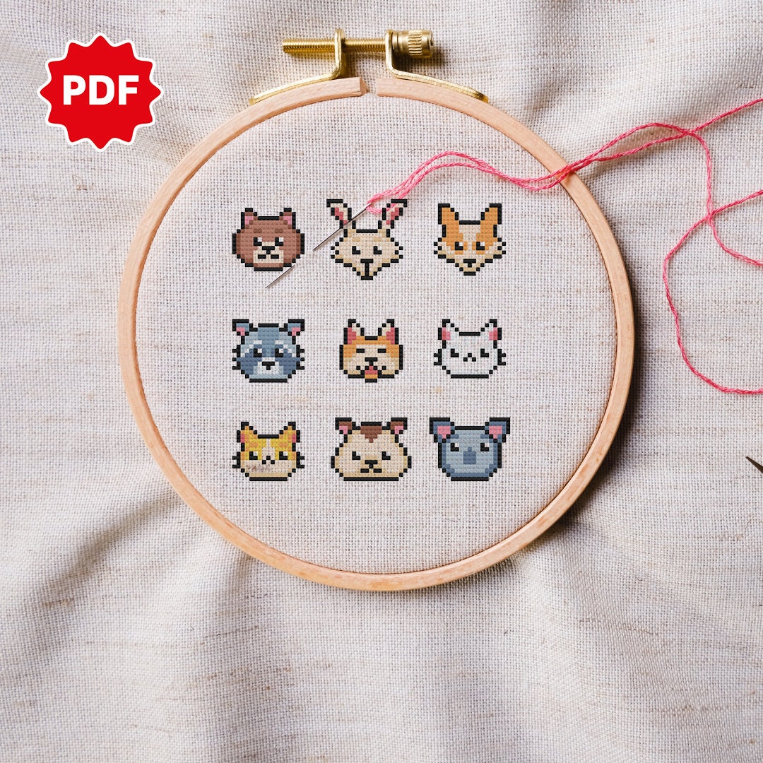 Tiny Animals Cross Stitch Pattern | Small Cross Stitch Pattern | Cute ...