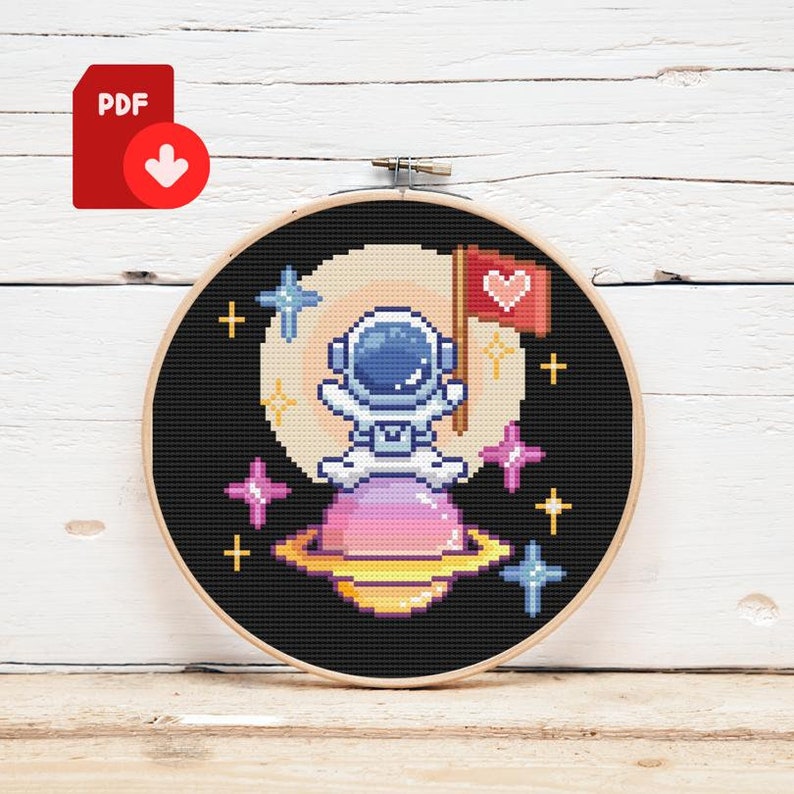Astronaut Cross Stitch Pattern Space Cross Stitch Pattern Planet Cross ...