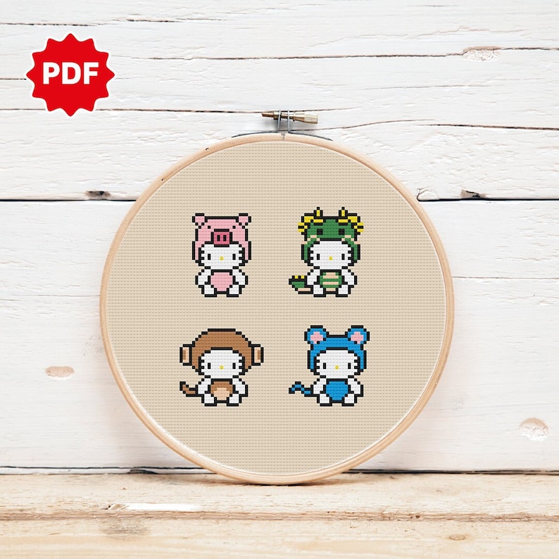 Kitty Cross Stitch Pattern Animal Cross Stitch Pattern Small Cross ...