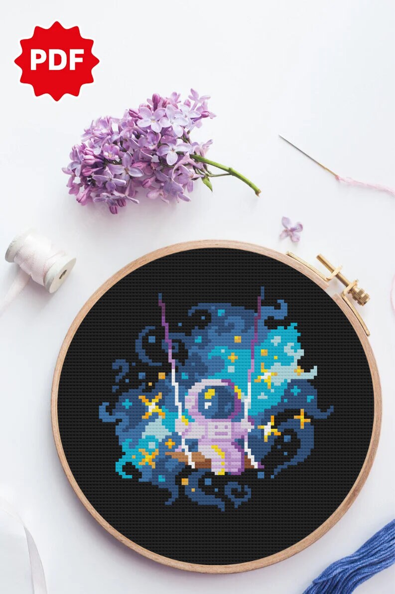 Astronaut Cross Stitch Pattern | Space Cross Stitch Pattern | Astronaut ...