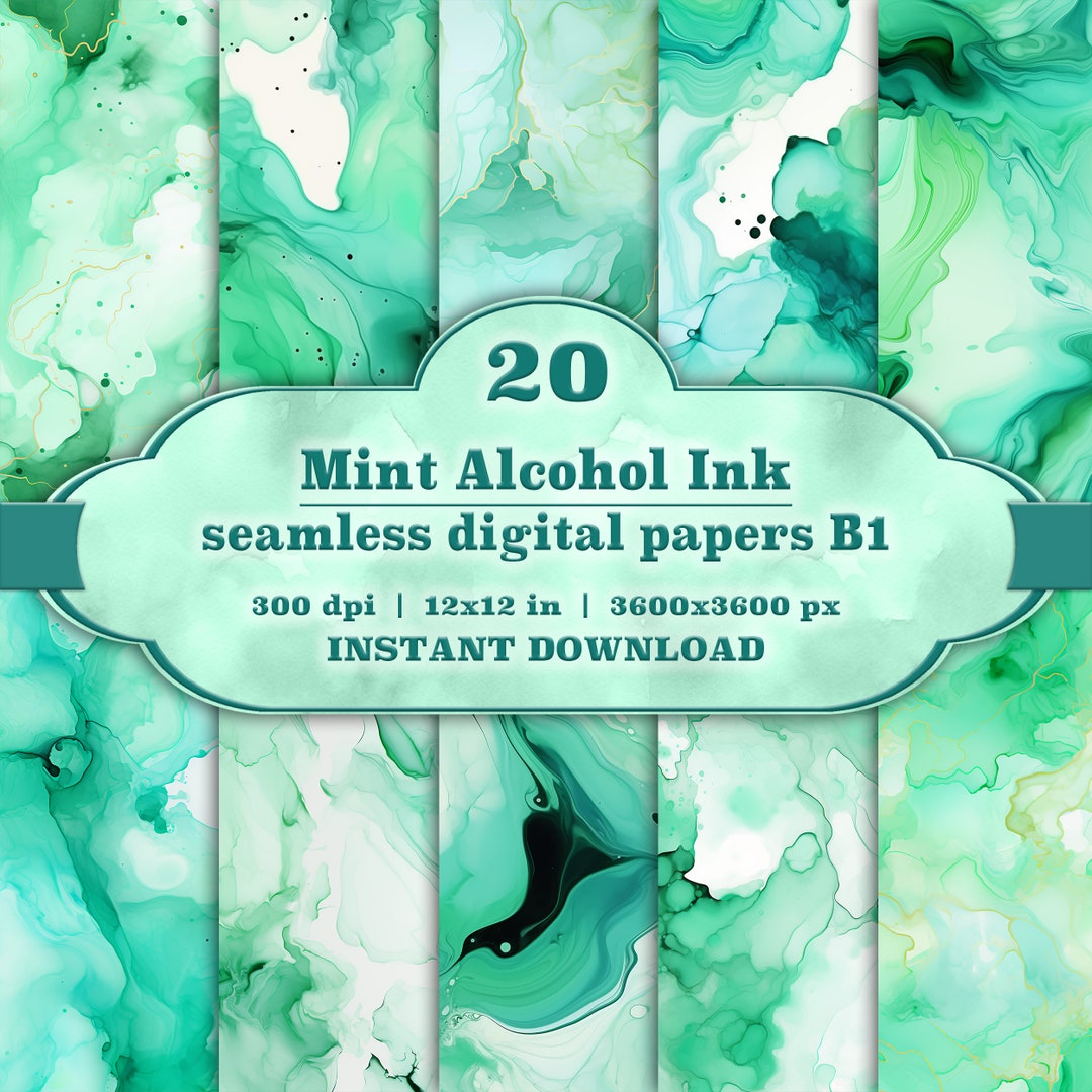 20 Mint Alcohol Ink Digital Paper Mint Ink Seamless Pattern - Etsy
