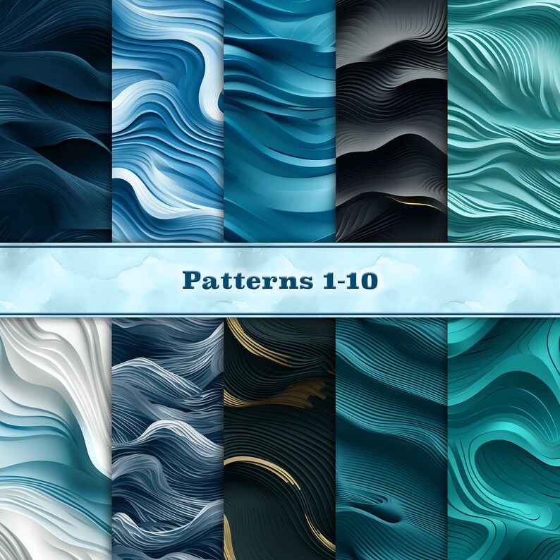 25 Embossed Waves Digital Paper, Embossed Waves Seamless Pattern ...