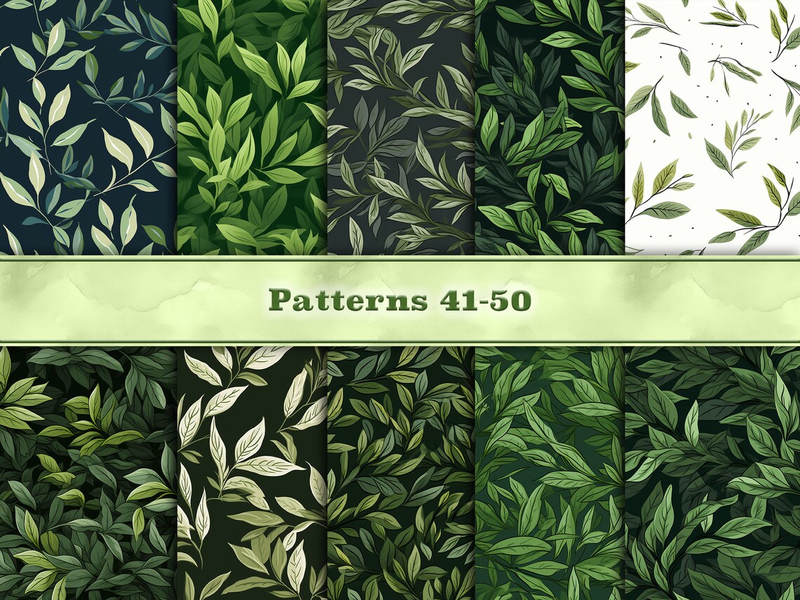 50 Tea Leaves Digital Paper Tea Leaves Seamless Pattern Tea - Etsy