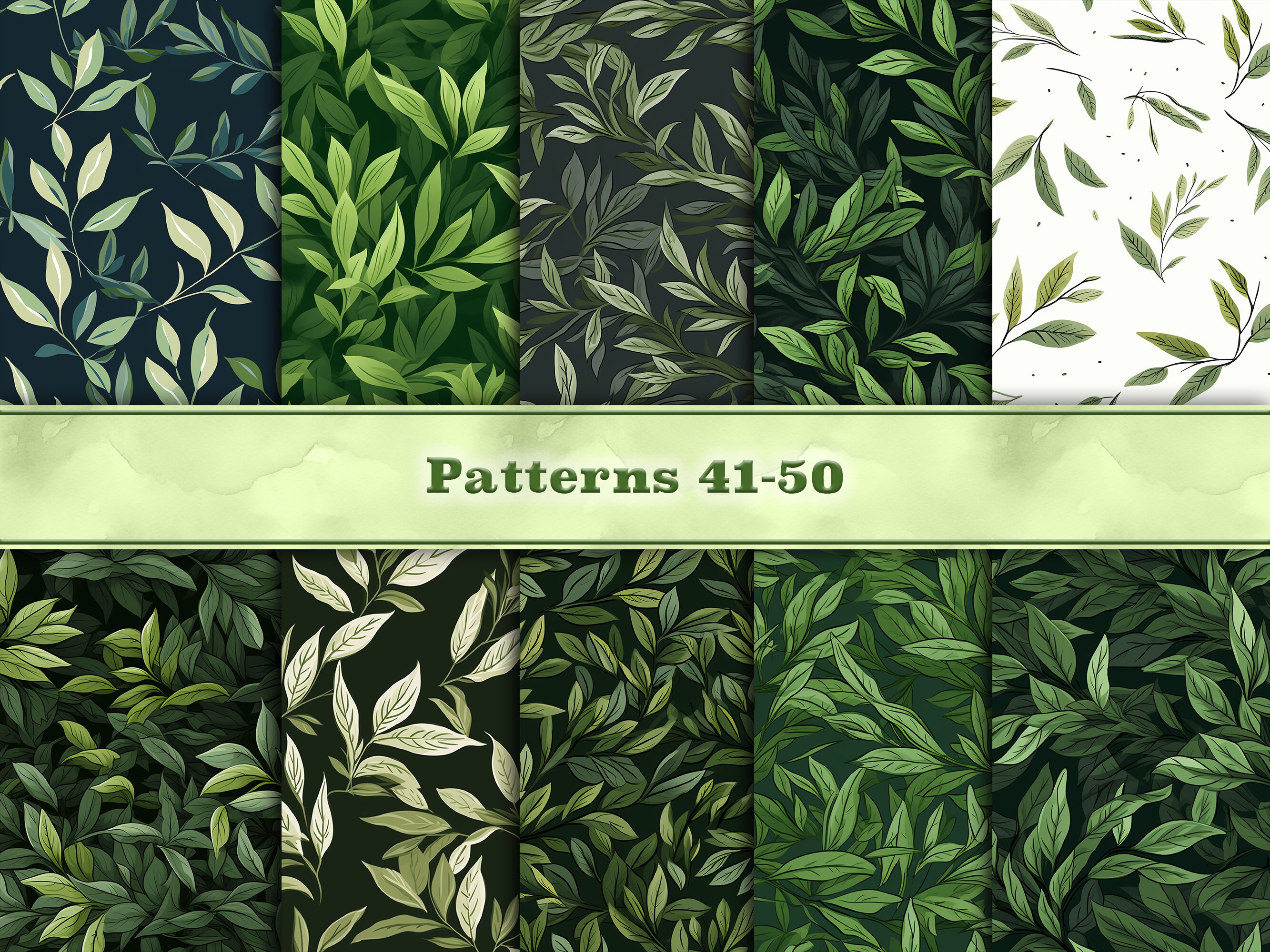 50 Tea Leaves Digital Paper Tea Leaves Seamless Pattern Tea - Etsy