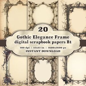 20 Gothic Elegance Frame Digital Papers, Goth Frame Scrapbooking Paper ...