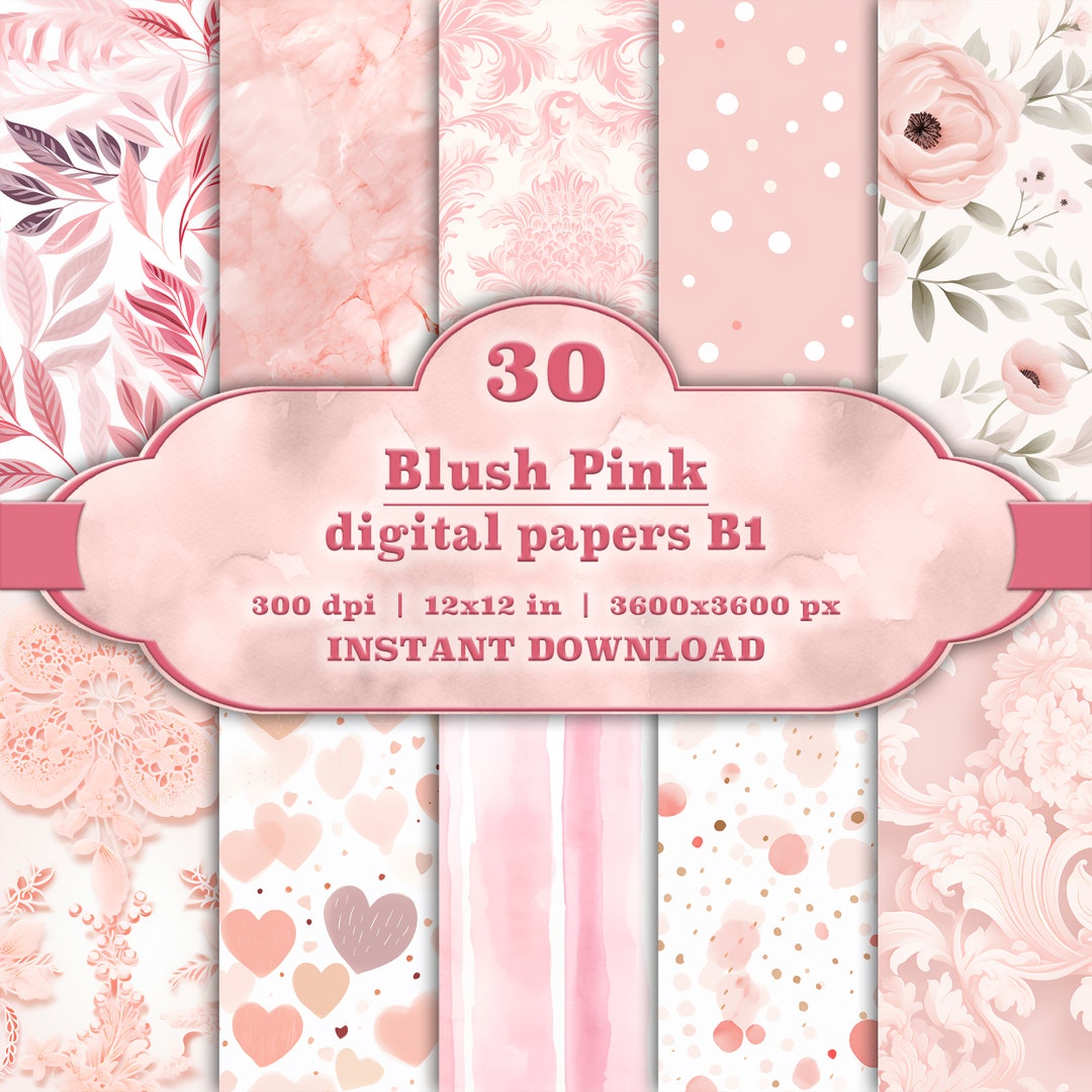 30 Blush Pink Digital Paper, Blush Pink Seamless Pattern, Blush Pink ...