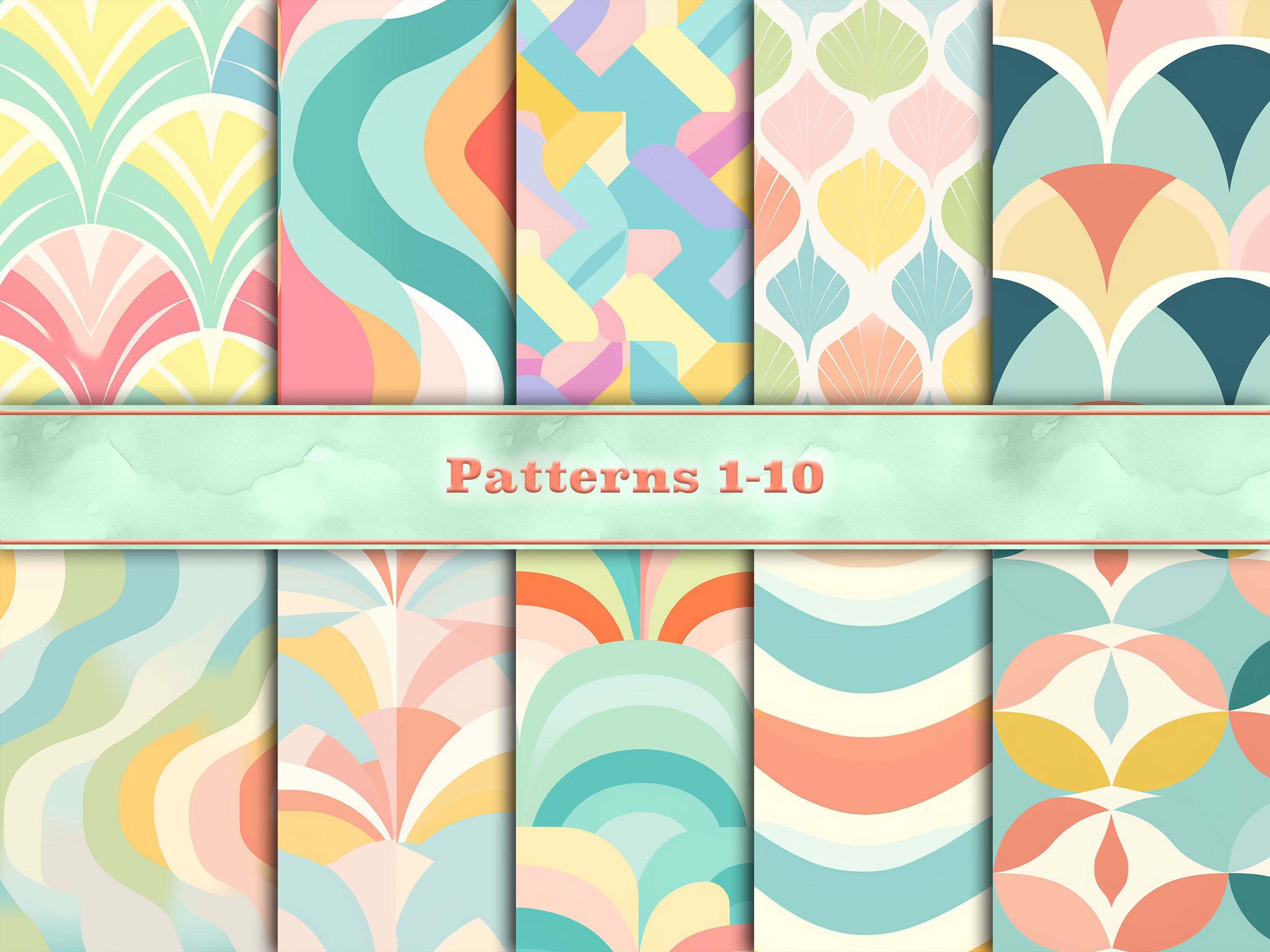 50 Groovy Retro Pastel Digital Paper, Retro Seamless Pattern, Pastel ...