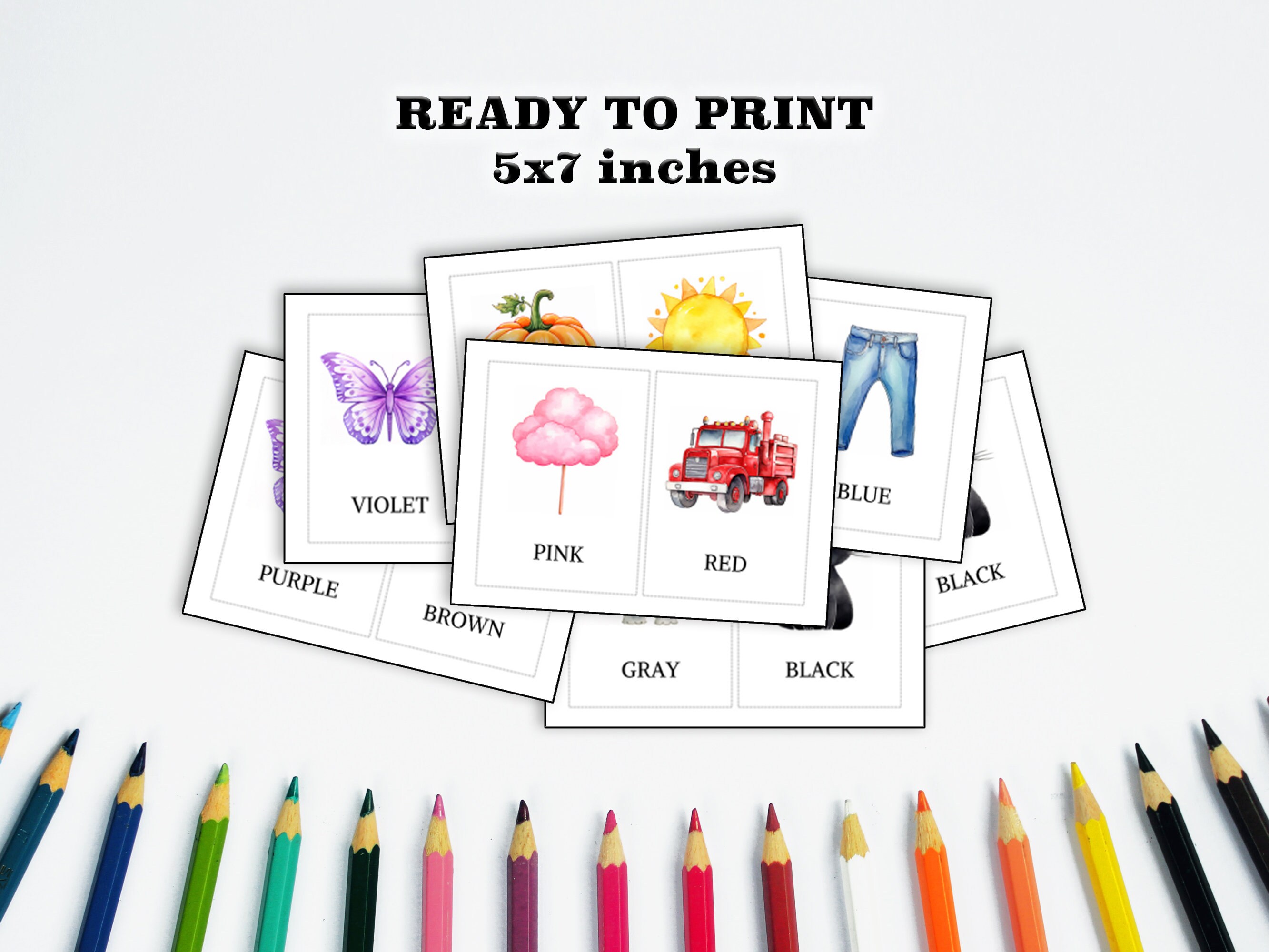 10 Color Cards Montessori Flashcards Pre-school Cards - Etsy