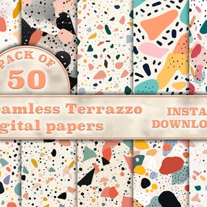 Terrazzo Digital Paper, Terrazzo Patterns for Wallpaper or Backgrounds ...