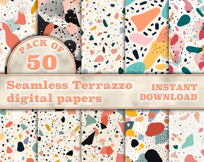 Terrazzo Digital Paper, Terrazzo Patterns for Wallpaper or Backgrounds ...