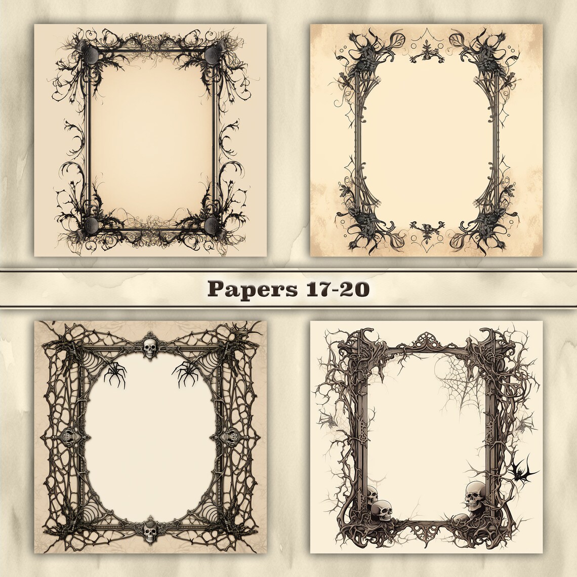 20 Gothic Elegance Frame Digital Papers, Goth Frame Scrapbooking Paper ...