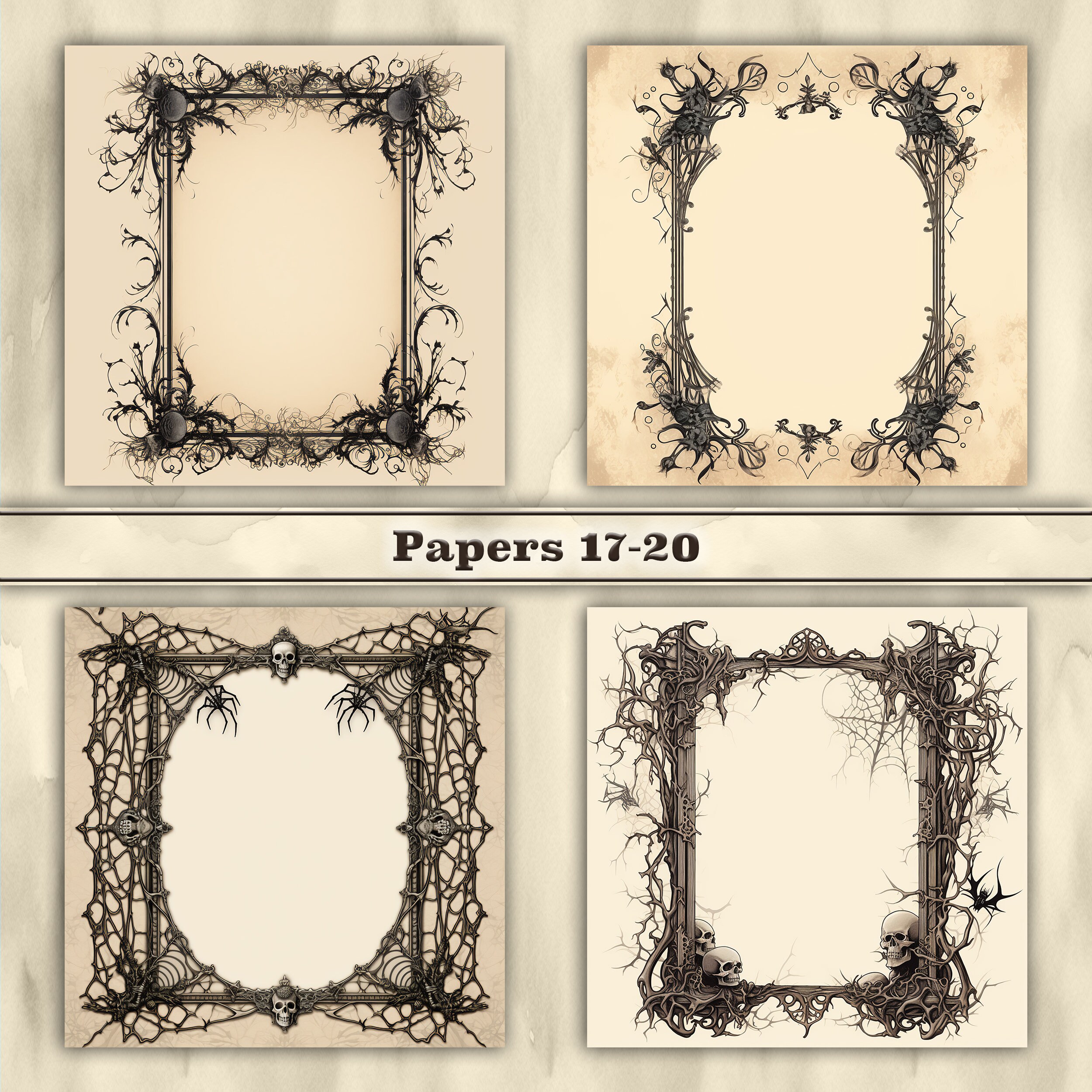 20 Gothic Elegance Frame Digital Papers, Goth Frame Scrapbooking Paper ...