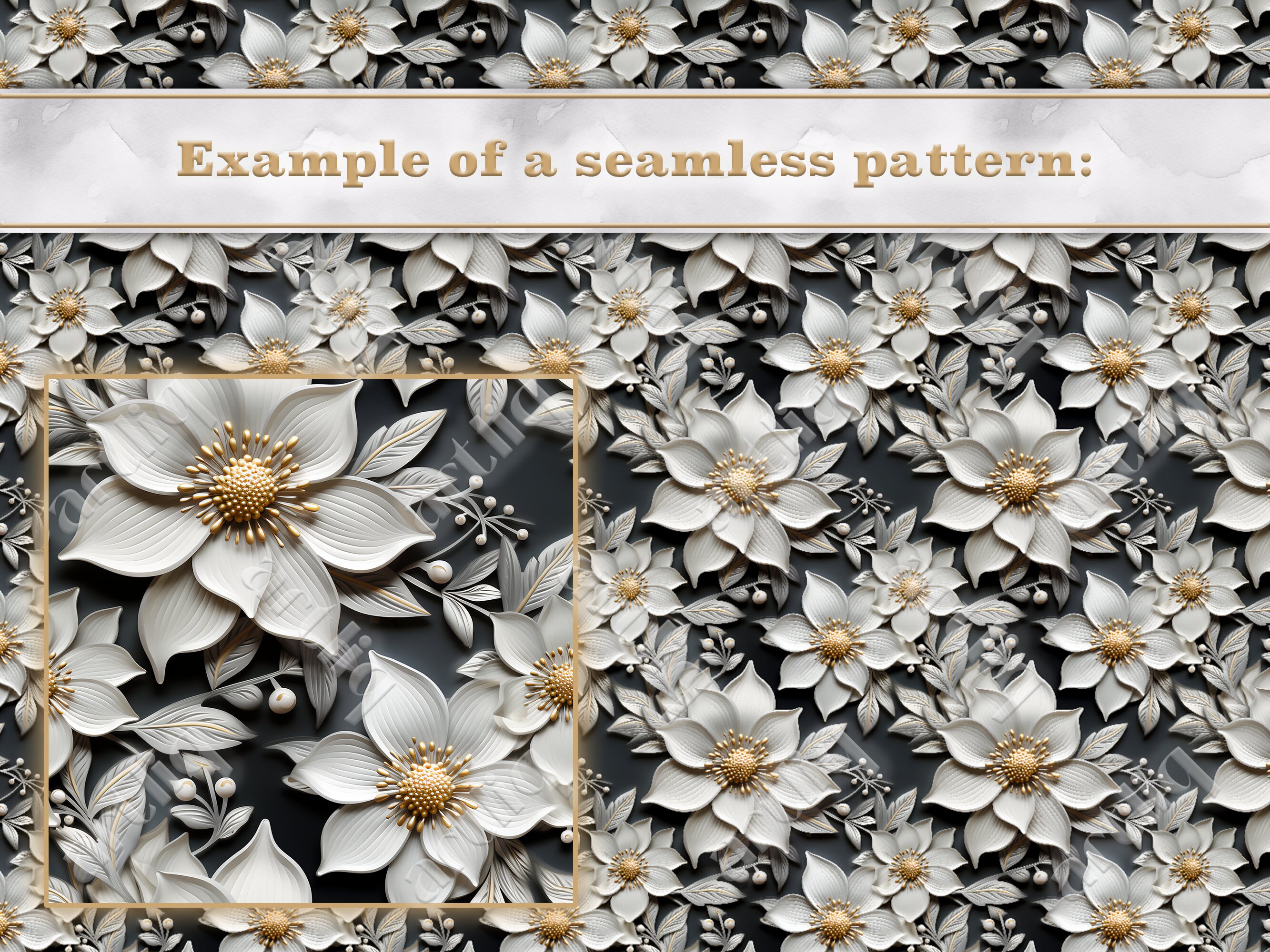 50 Silver Flowers Digital Paper SEAMLESS Pattern Prints for Personal ...