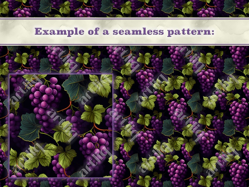 50 Grapes Digital Paper, Grapes Seamless Pattern, Grapes Prints, Grapes ...