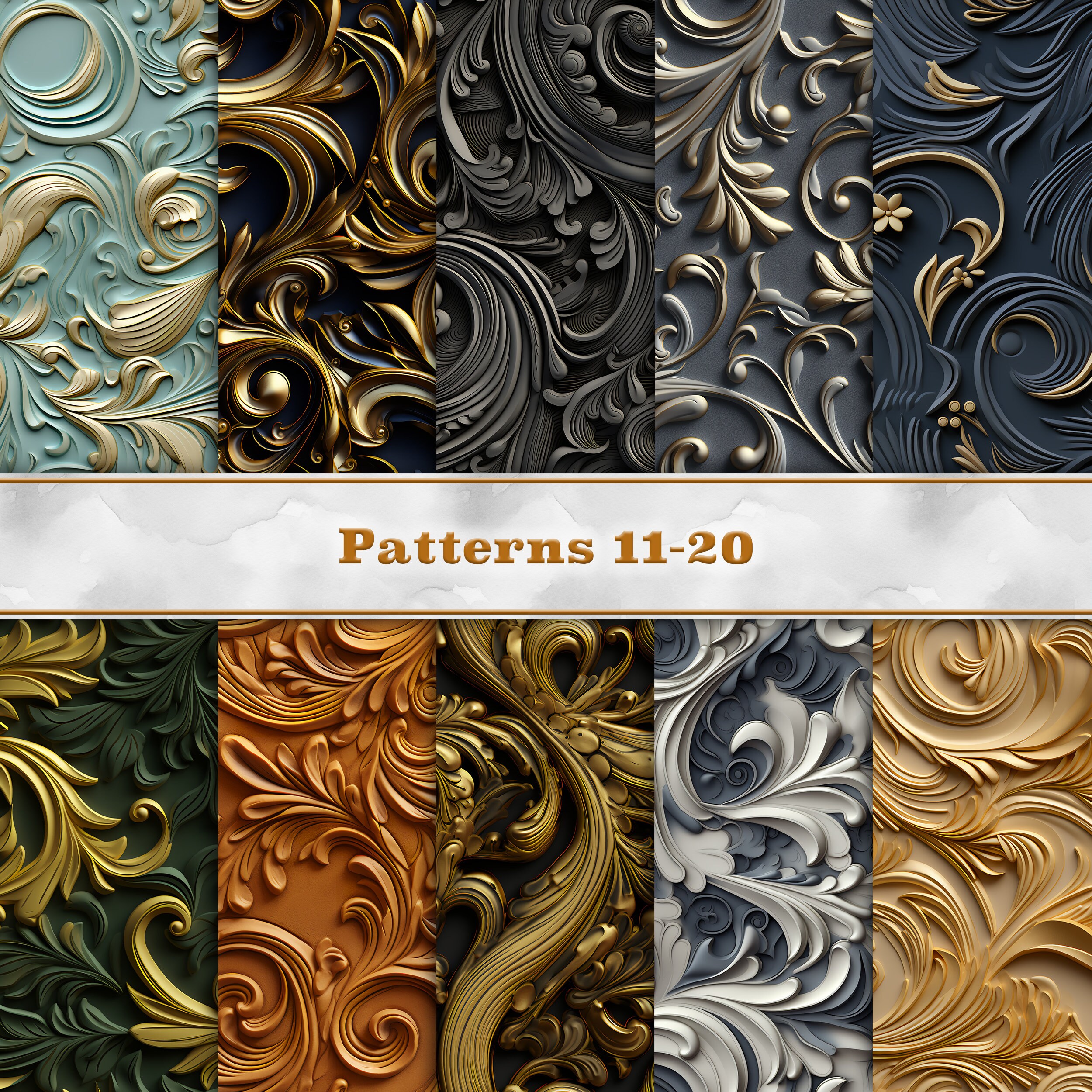 30 Embossed Swirls Digital Paper: Seamless Patterns (commercial Use ...