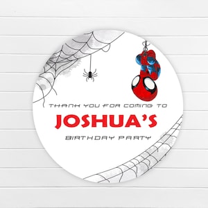 Personalised Spiderman Birthday Party Thank You Stickers - Etsy