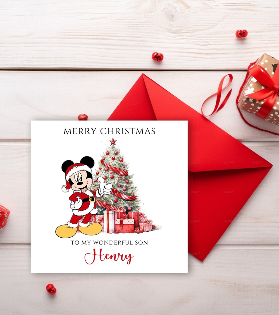 Personalised Mickey Mouse Christmas Card - Etsy UK