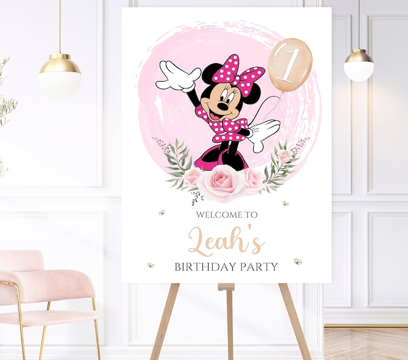 Personalised Minnie Mouse Birthday Party Welcome Sign - Etsy UK