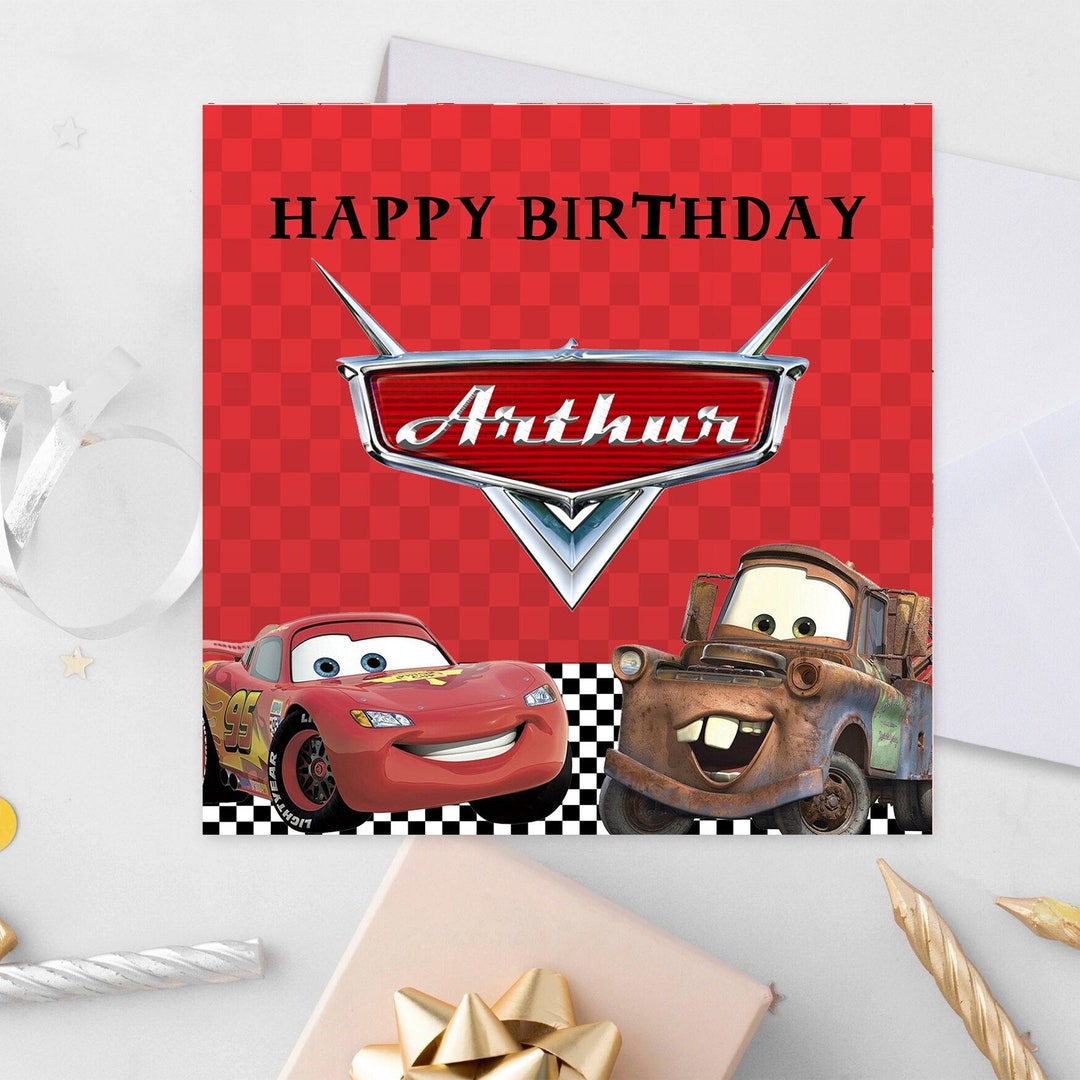 Personalised Disney Cars Birthday Card - Etsy UK