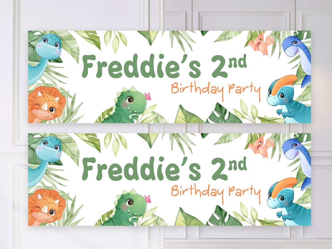 2x Personalised Dinosaur Birthday Party Banners - Etsy