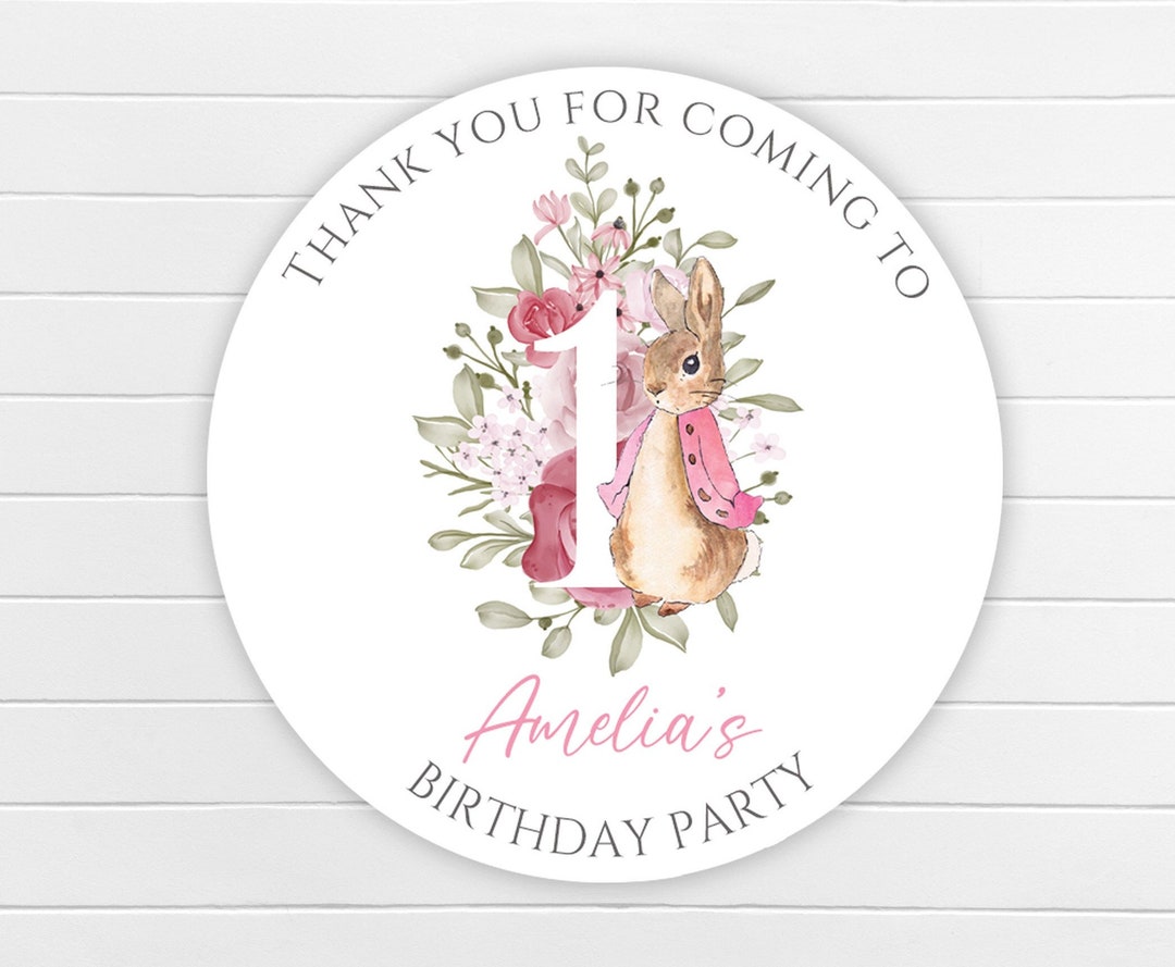 Personalised ANY AGE - Flopsy Peter Rabbit Floral Birthday Party Thank ...