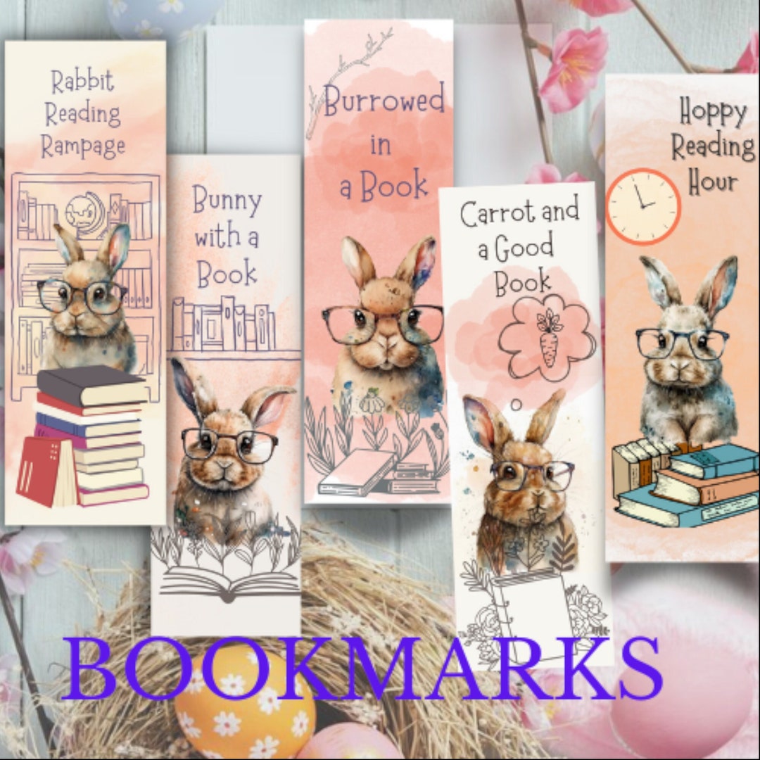 Easter Bunny Printable Bookmarks for Kids Bookmark Set of 5 Funny ...