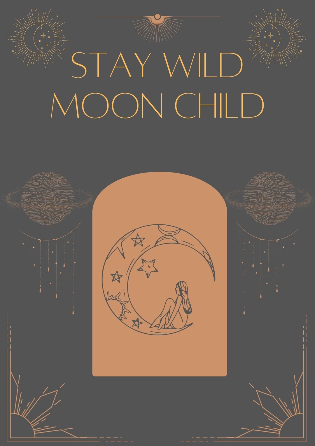Stay Wild Moon Child Whimsical Print - Etsy