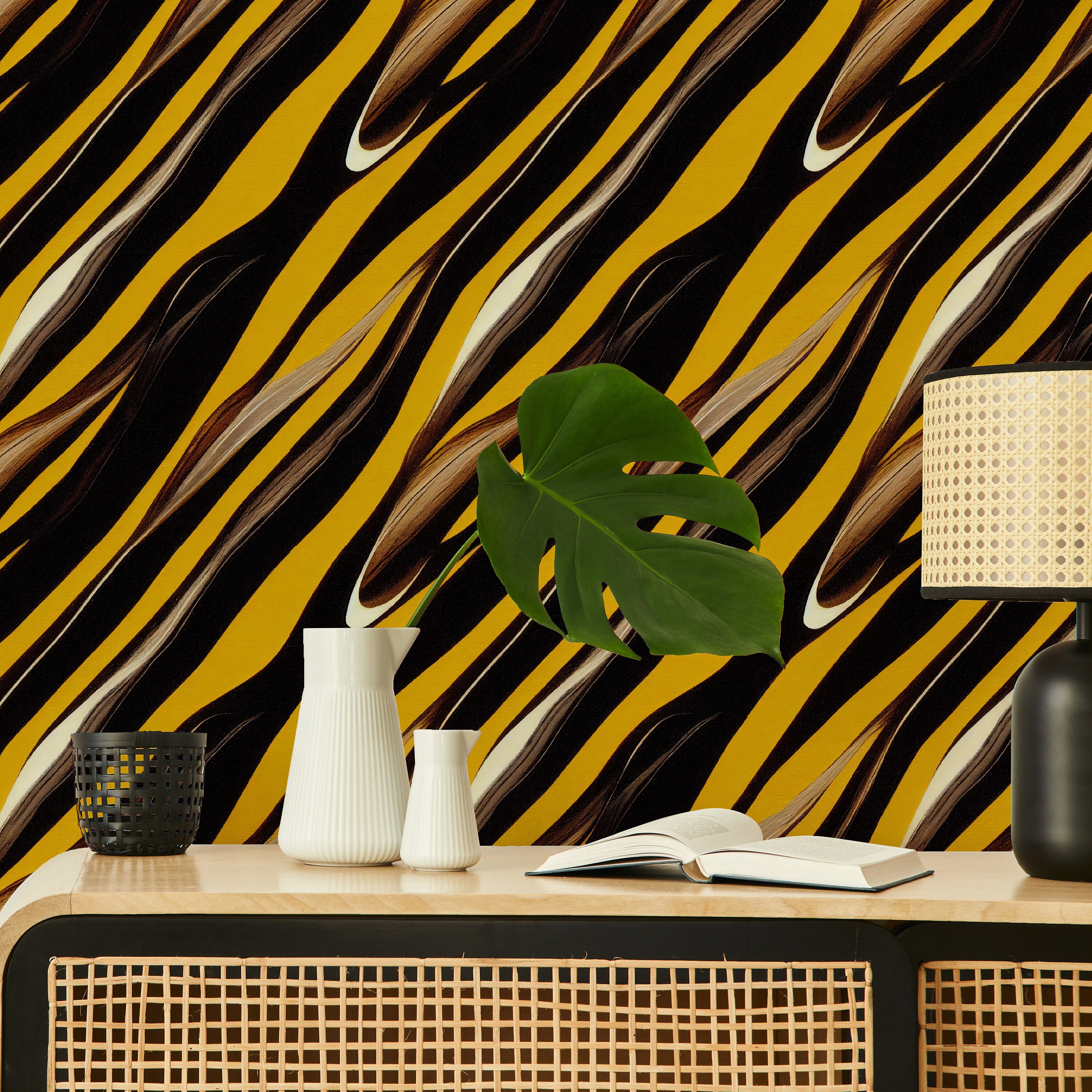 Yellow Zebra Print Wallpaper