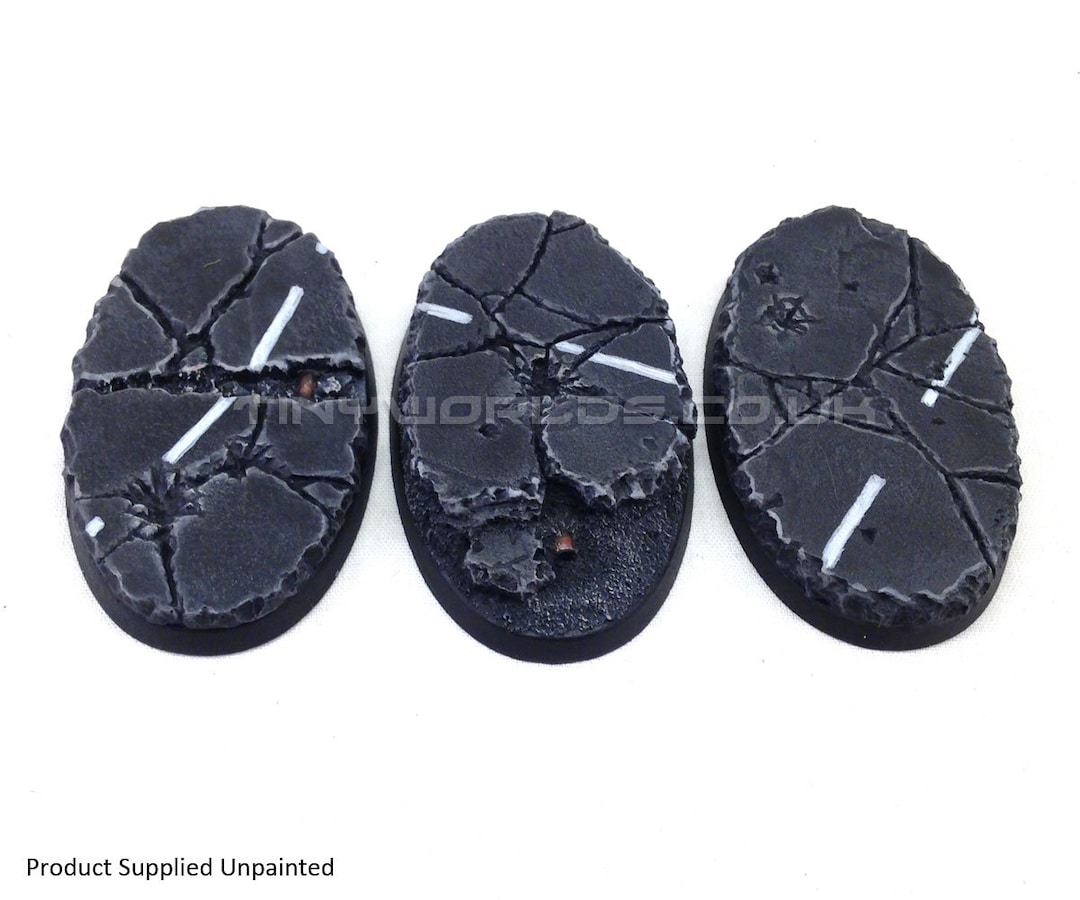 75mm Oval Urban Rubble Scenic Resin Bases - Miniature Model City Road ...