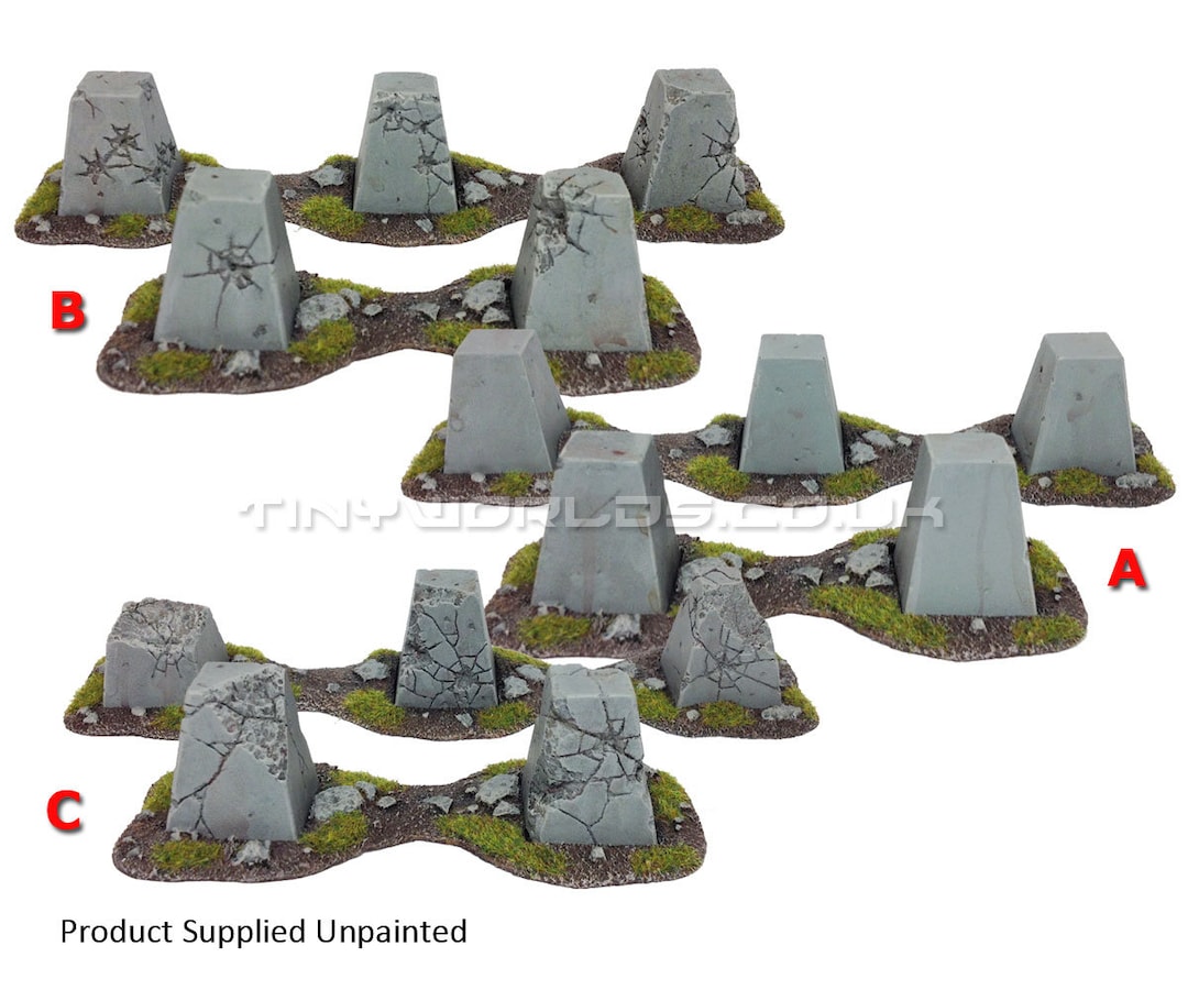 Dragon's Teeth Tank Traps Terrain Pieces Wargames Scenery - Unpainted - Ideal for Warhammer 40k ...