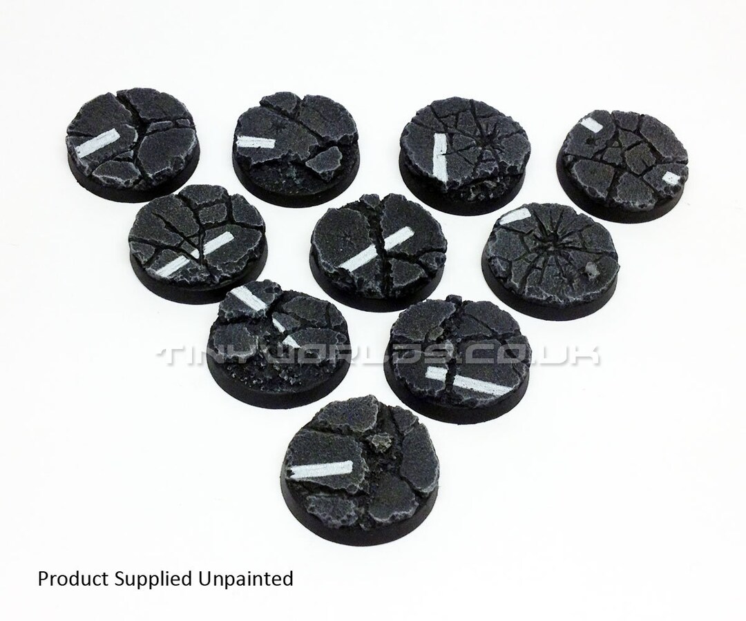 25mm Round Urban Rubble Scenic Resin Bases - Miniature Model City Road ...