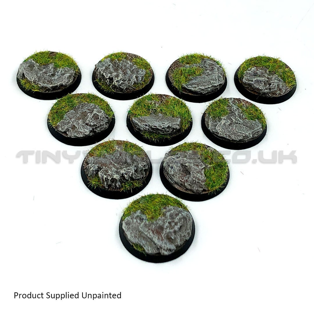 28.5mm Round Rock Scenic Resin Bases - Miniature Model Slate Stone ...