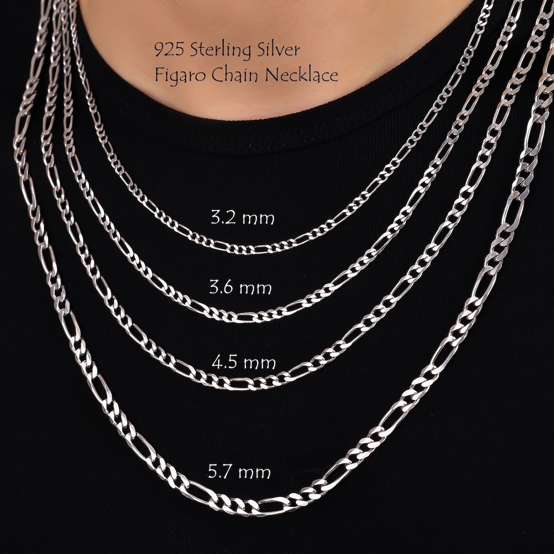 925 Sterling Silver Figaro Chain Men, Italian Figaro Link Solid Chain Necklace Women, Birthday ...