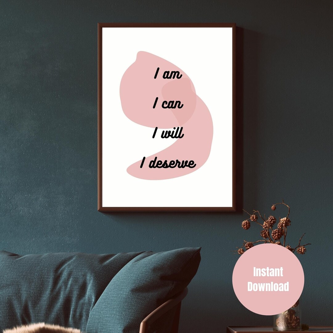 I AM Positive Affirmation Wall Art Poster Print for Self-care and ...