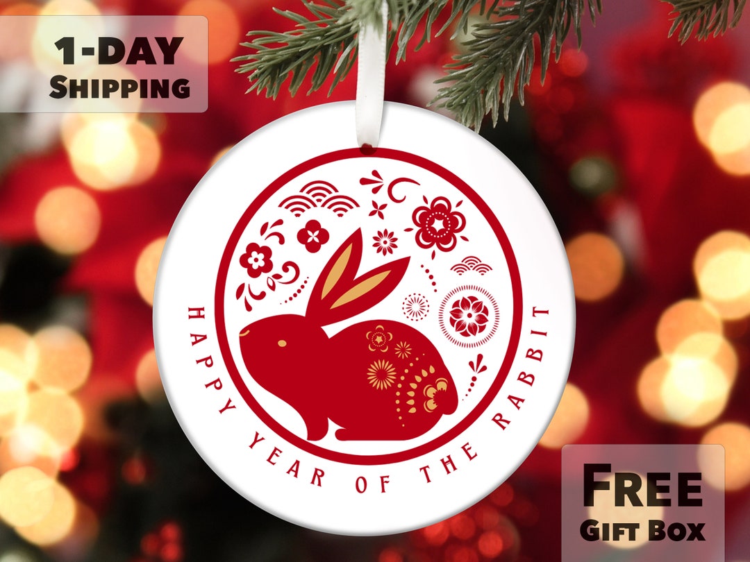 Happy Year of the Rabbit Personalized Ornament, Lunar New Year Rabbit ...