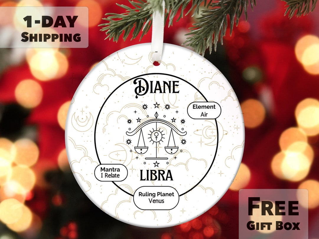 Libra Zodiac Personalized Ornament, Astrology Ornament, Libra Zodiac ...