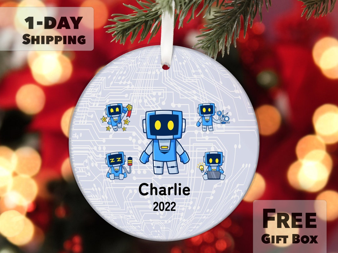Robot Christmas Tree Ornament Personalized 2025, Robot Gift for Kids ...